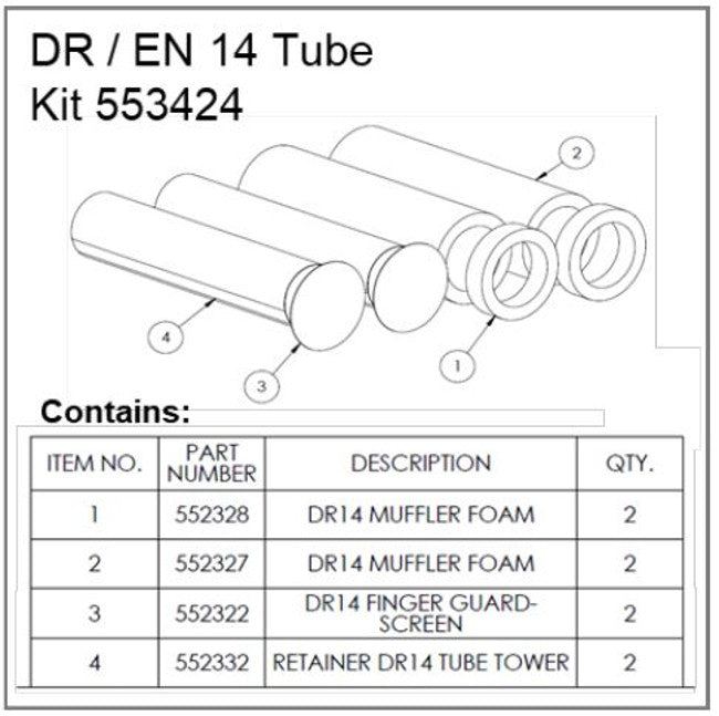 Ametek Rotron DR/EN Regenerative Blower 14 Tube Muffler Kit 553424